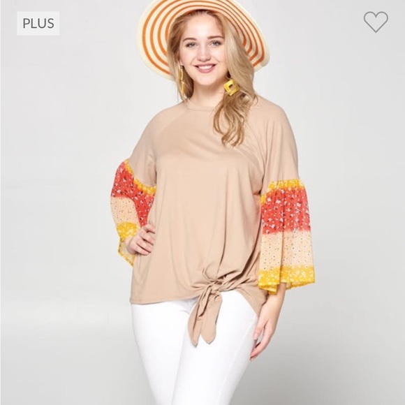 Tops | 8 Womens Plus Size Floral Statement Sheer Sleeves Multicolored ...